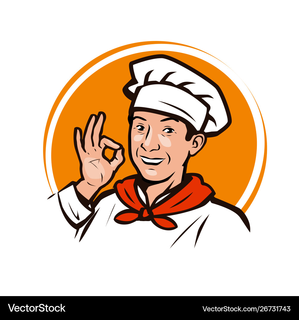 Restaurant diner logo or label funny chef Vector Image