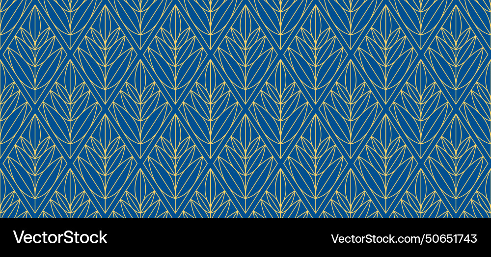 Retro art deco blue and gold seamless pattern Vector Image