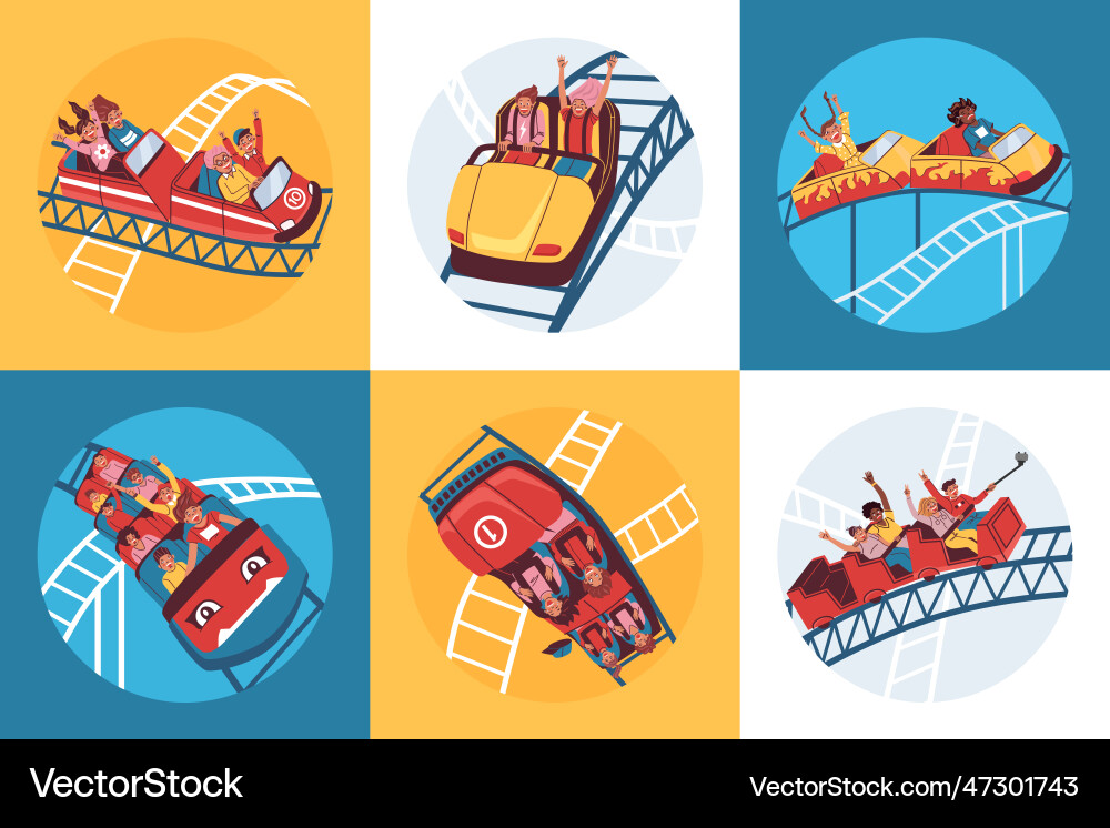 Roller coster round compositions Royalty Free Vector Image