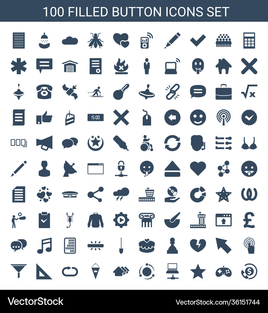 100 Tastensymbole Lizenzfreies Vektorbild - VectorStock