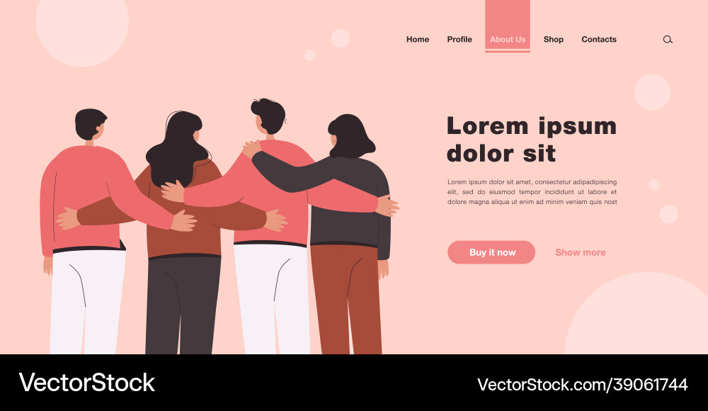 Back view of team members standing together Vector Image