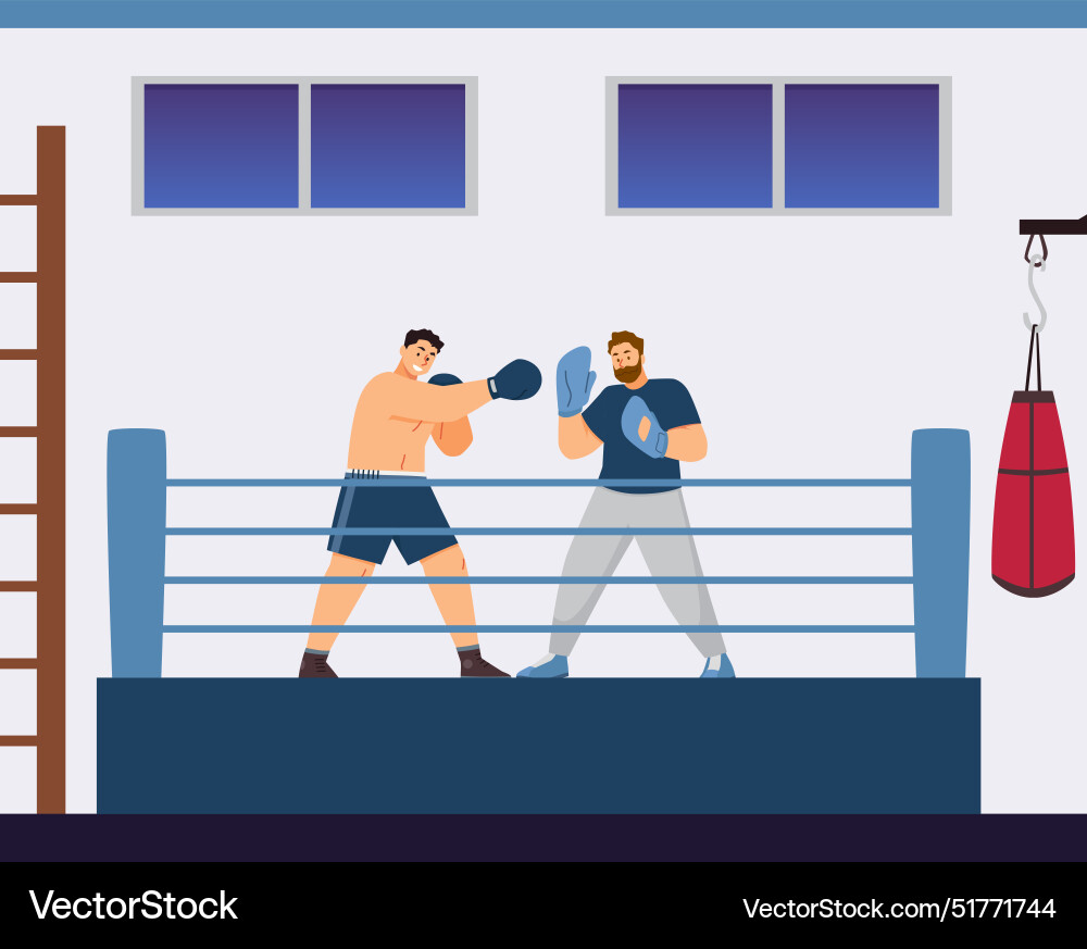 Boxing training in gym Royalty Free Vector Image