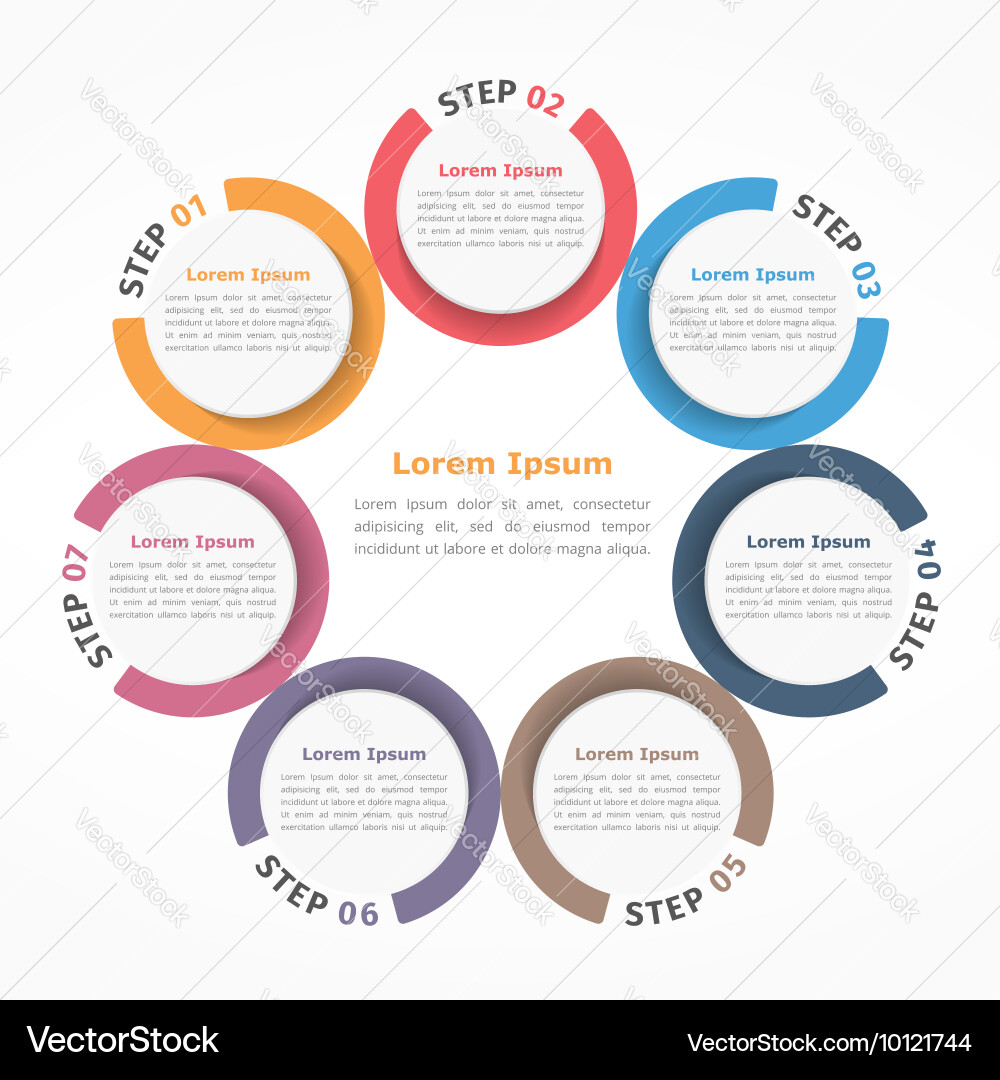Circle chart seven elements Royalty Free Vector Image