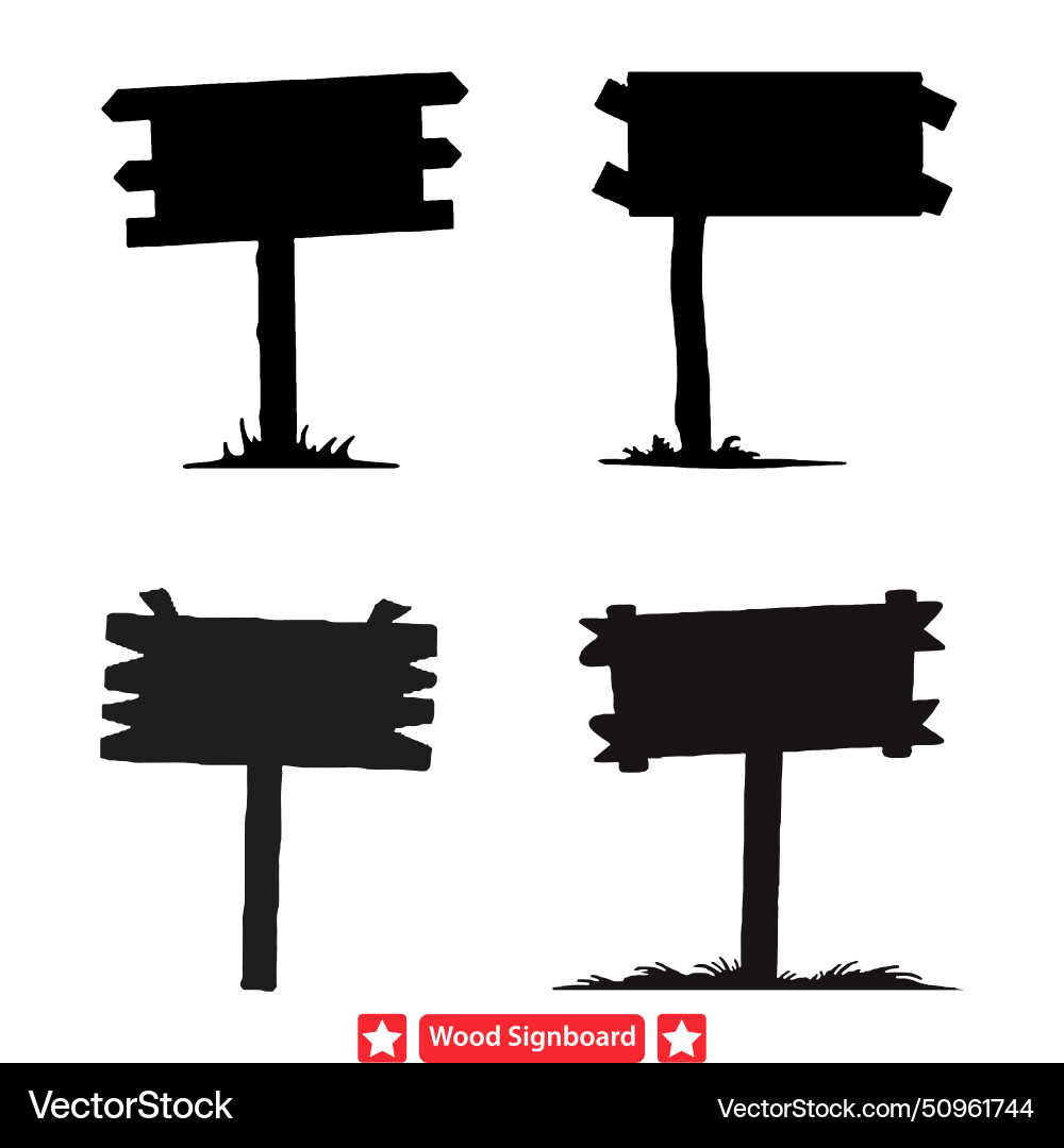 Classic craftsmanship wood signboard silhouettes Vector Image