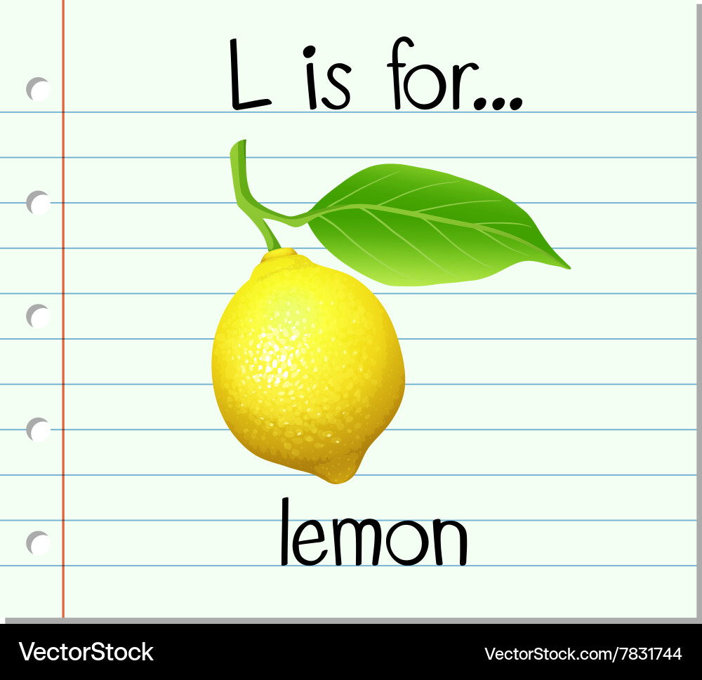 Flashcard letter l is for lemon Royalty Free Vector Image
