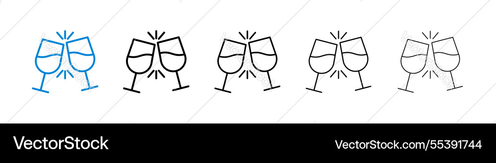 Glass-cheers icons in five different stroke sizes Vector Image