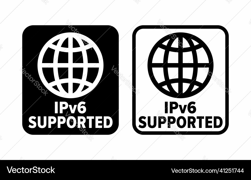 Ipv6 supported information sign Royalty Free Vector Image