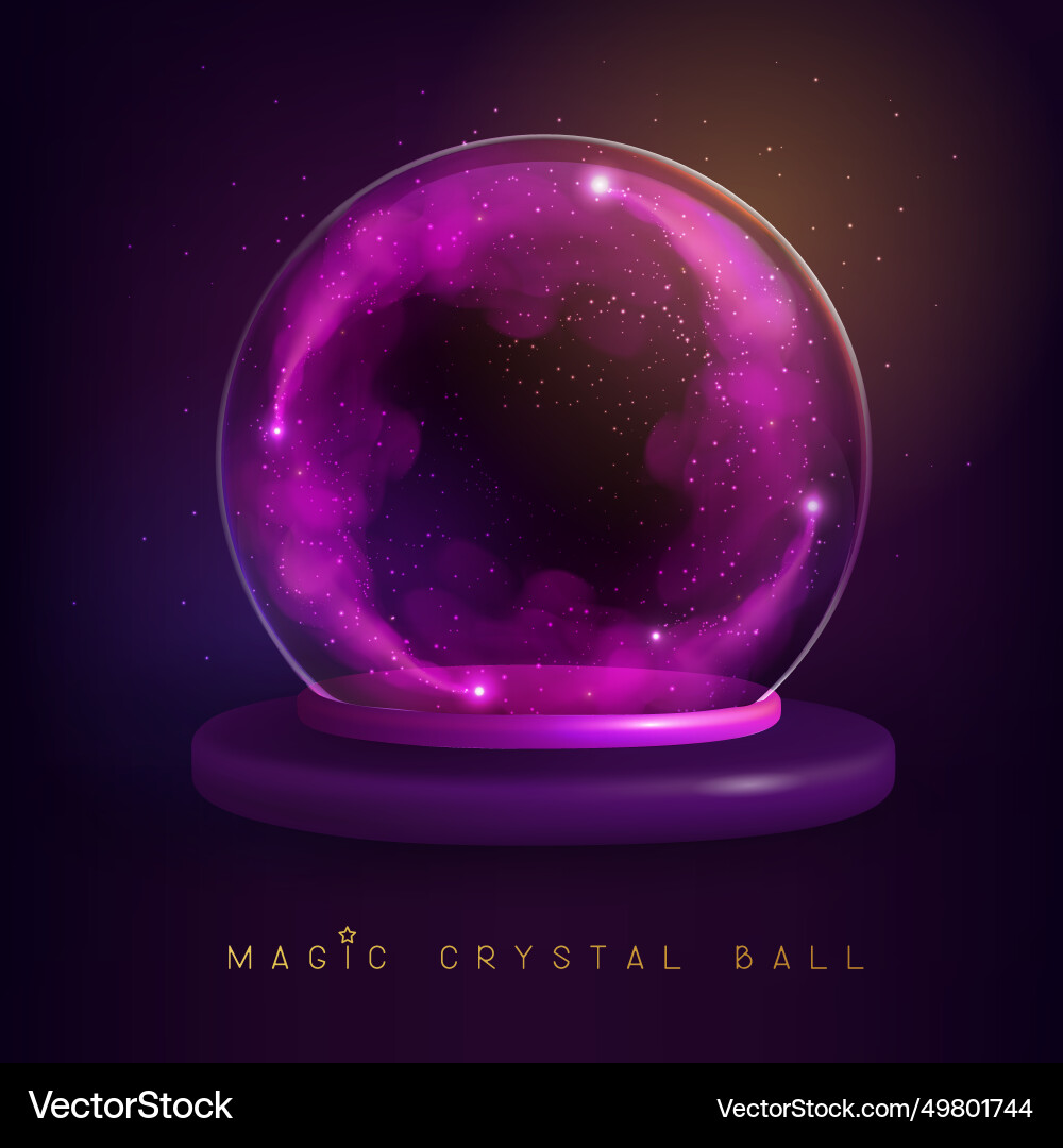Magic crystal glass ball with flowing steam Vector Image