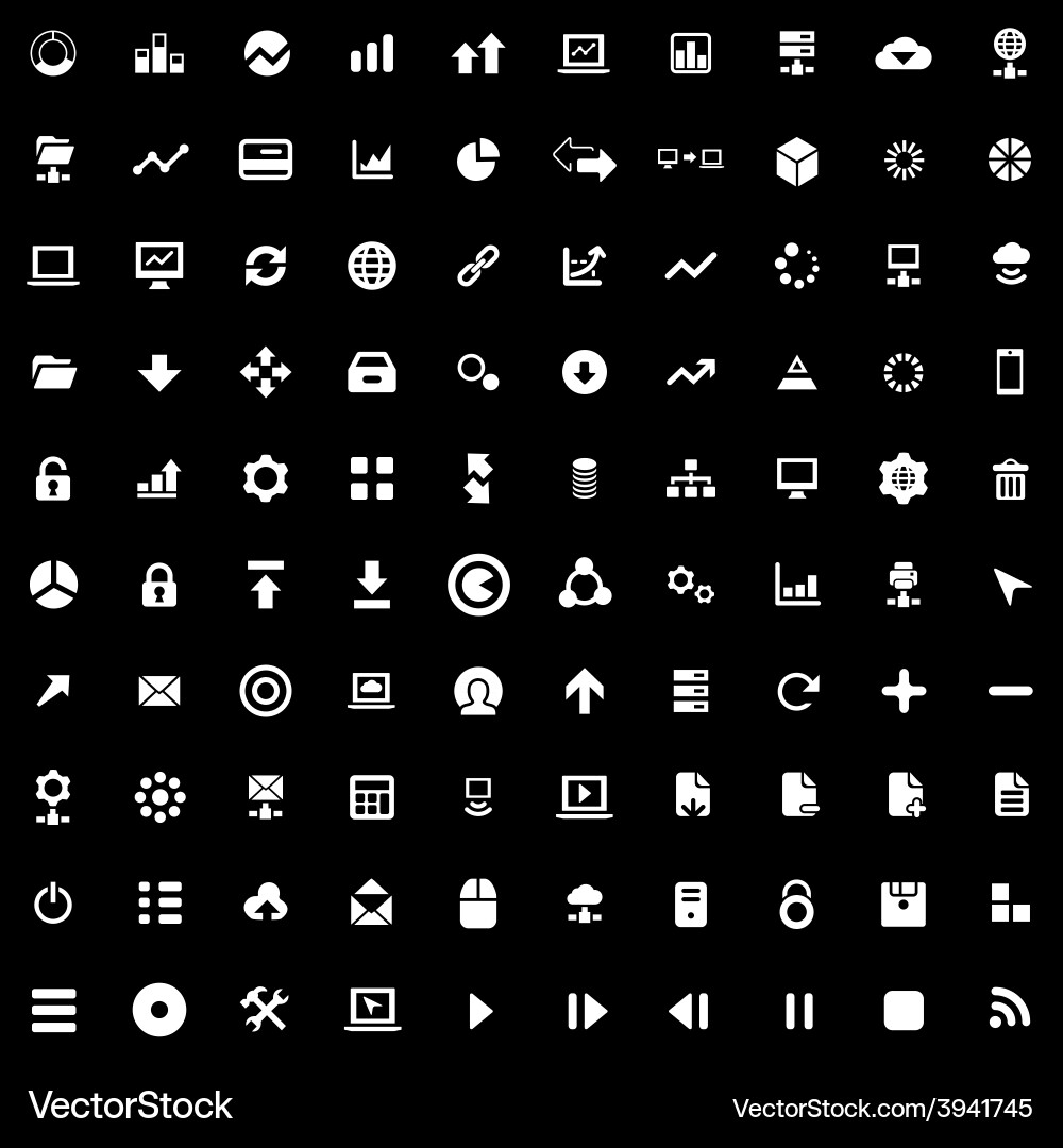 100 big data database icons set Royalty Free Vector Image