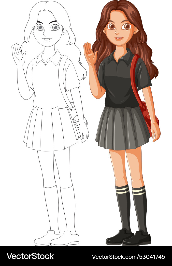 A student waving and smiling Royalty Free Vector Image