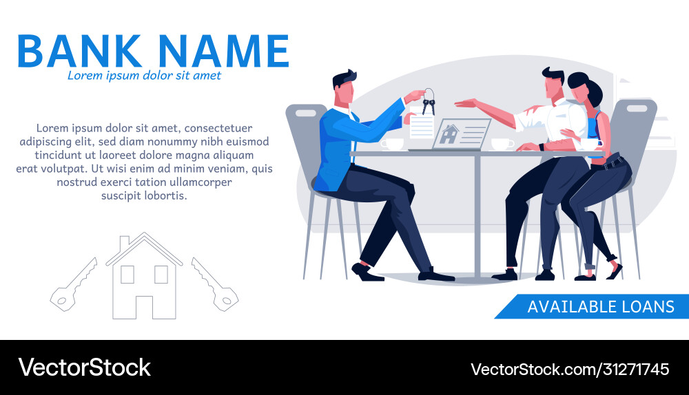 Bank loans horizontal banner Royalty Free Vector Image