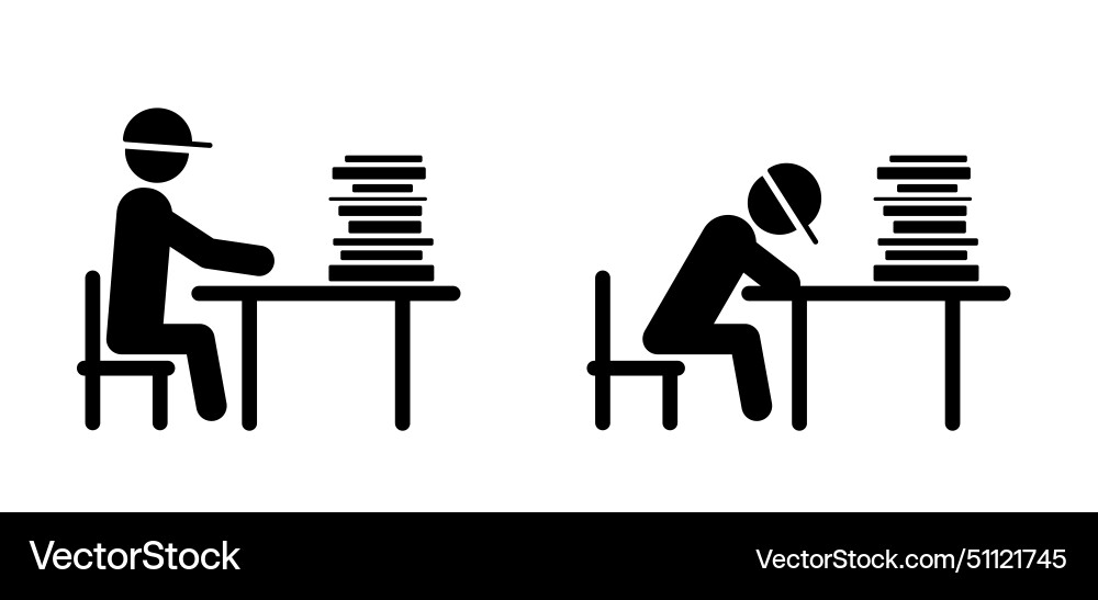 Books pile stickman reading a book student Vector Image