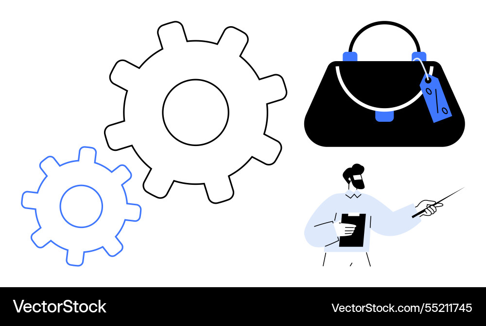 Business strategy and development - gears Vector Image