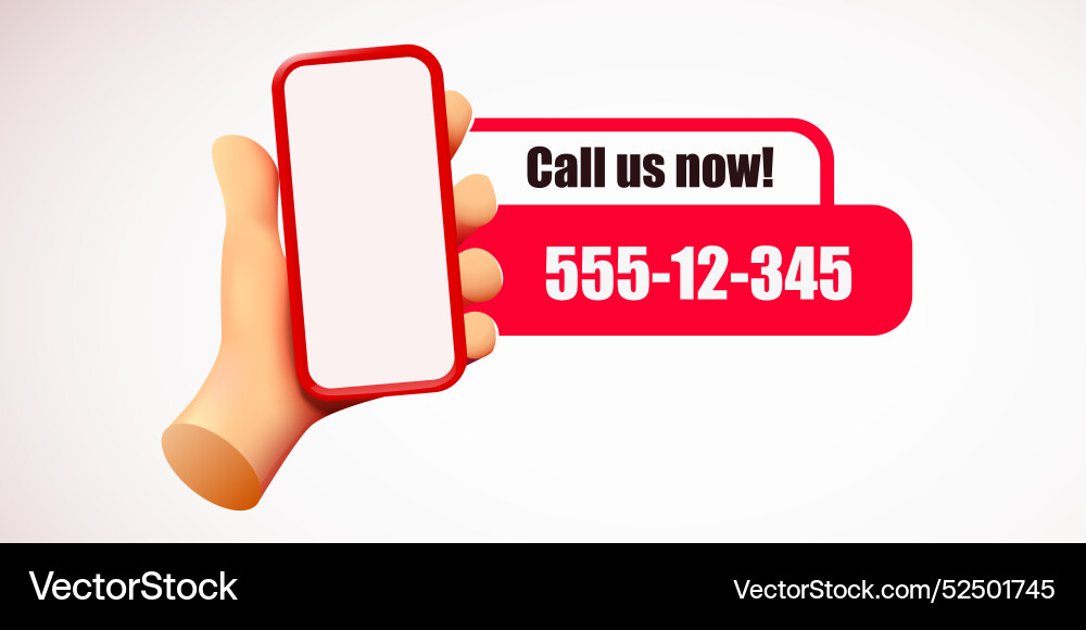 Call us now hand holding phone with message Vector Image