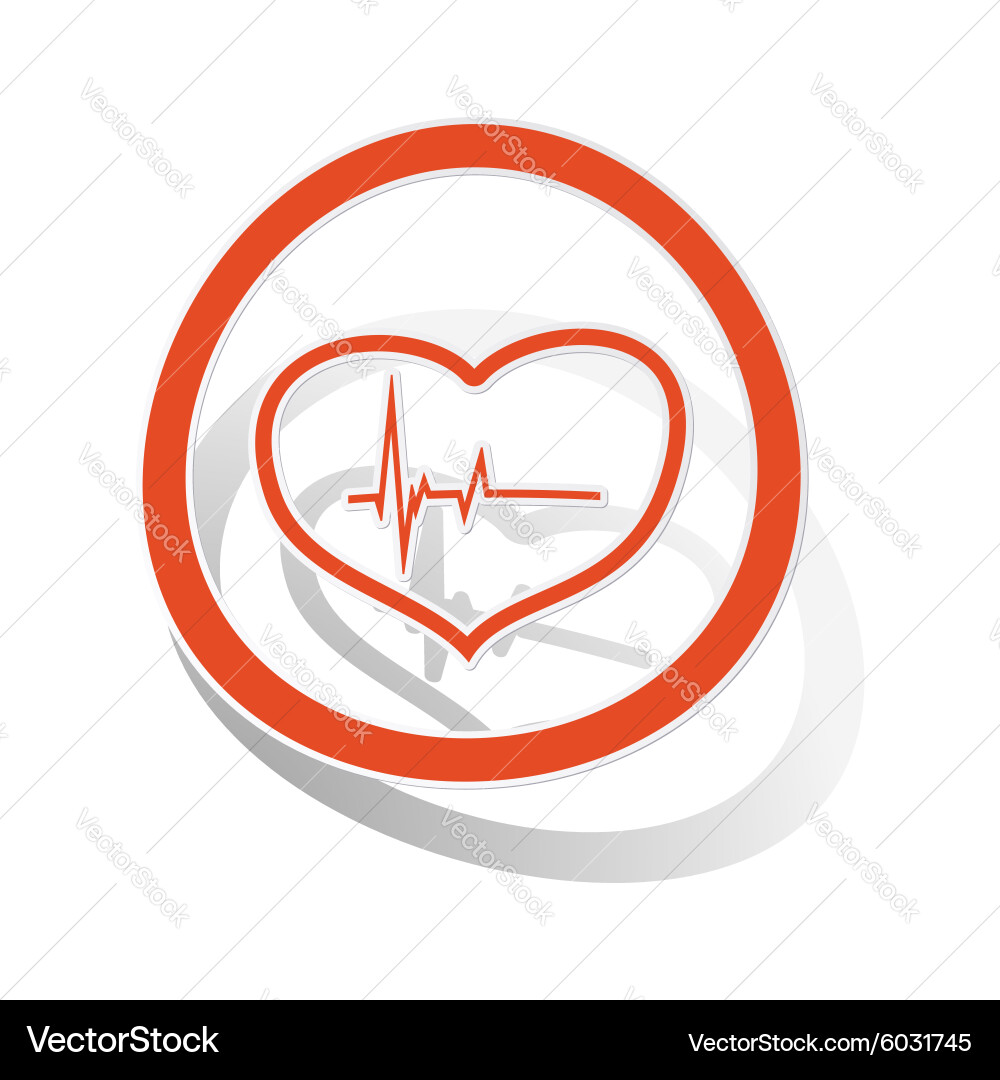 Cardiology sign sticker orange Royalty Free Vector Image