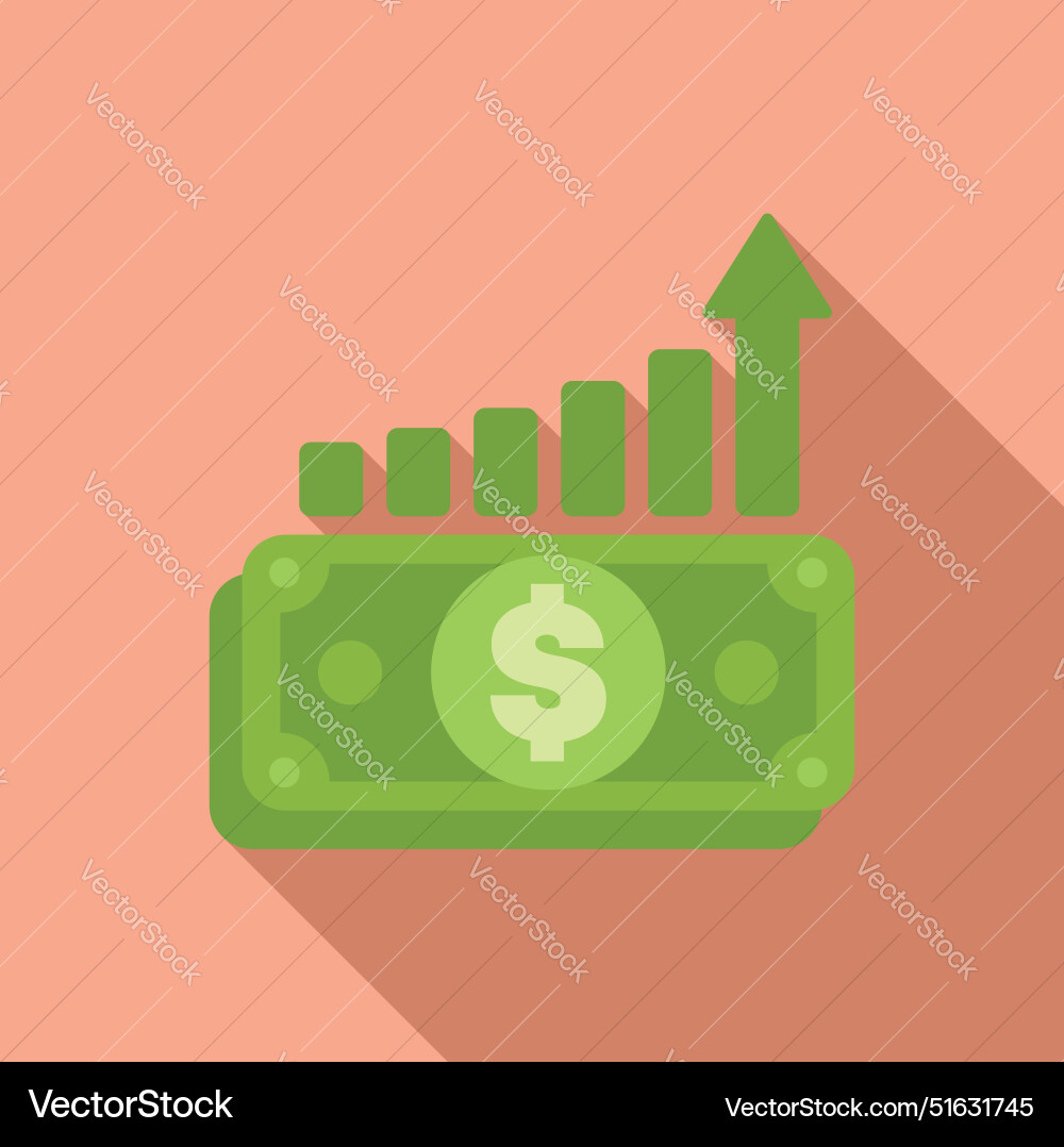 Dollar banknote increasing value with growing up Vector Image