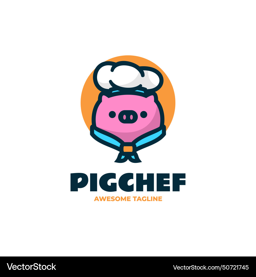 Logo pig chef mascot cartoon style Royalty Free Vector Image