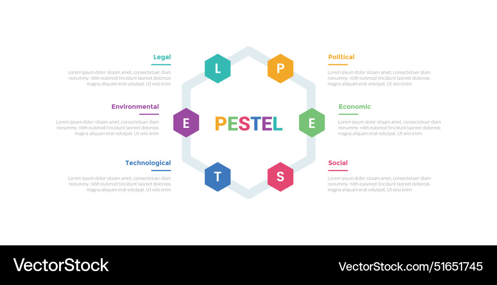 Pestel analysis infographics template diagram Vector Image
