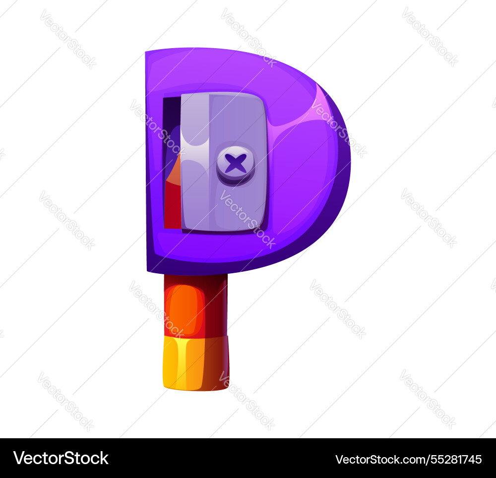 School education font pencil sharpener p letter Vector Image