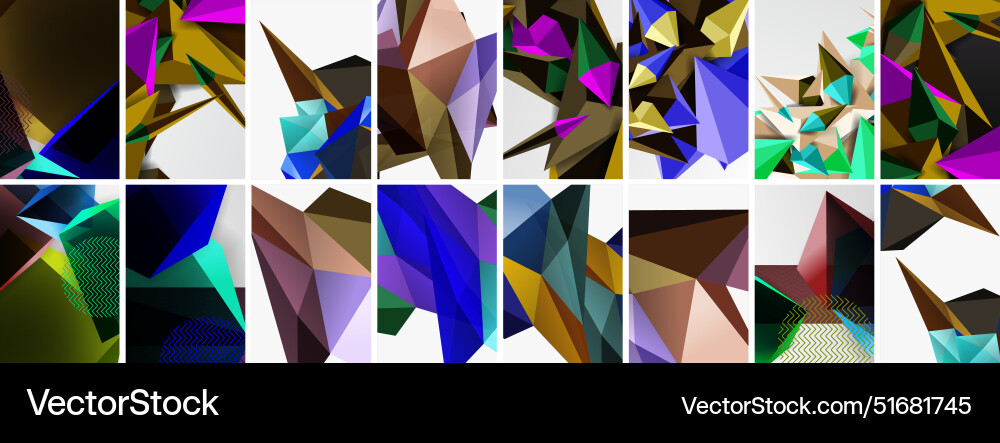 Set of low poly triangles poster geometric Vector Image