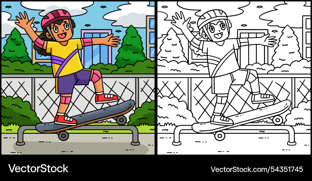 Skateboard child grinding on a rail Royalty Free Vector
