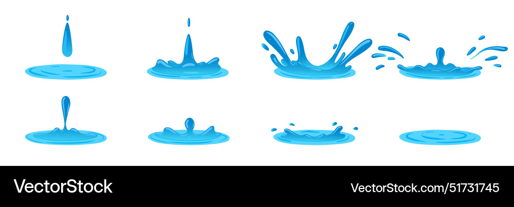 Water splash animation dripping splatter Vector Image