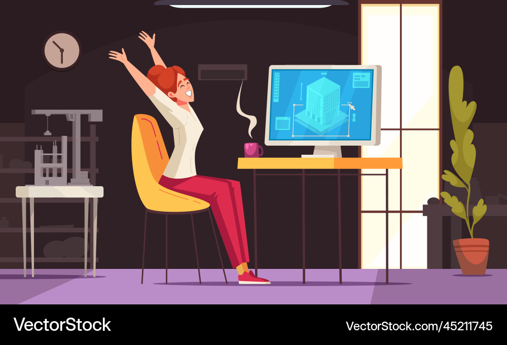 Workplace stretches poster Royalty Free Vector Image