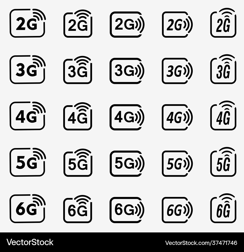 2g 3g 4g 5g 6g icons Royalty Free Vector Image