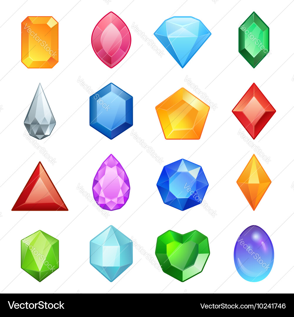 Colorful Gemstone & Diamond Icons Royalty Free Vector