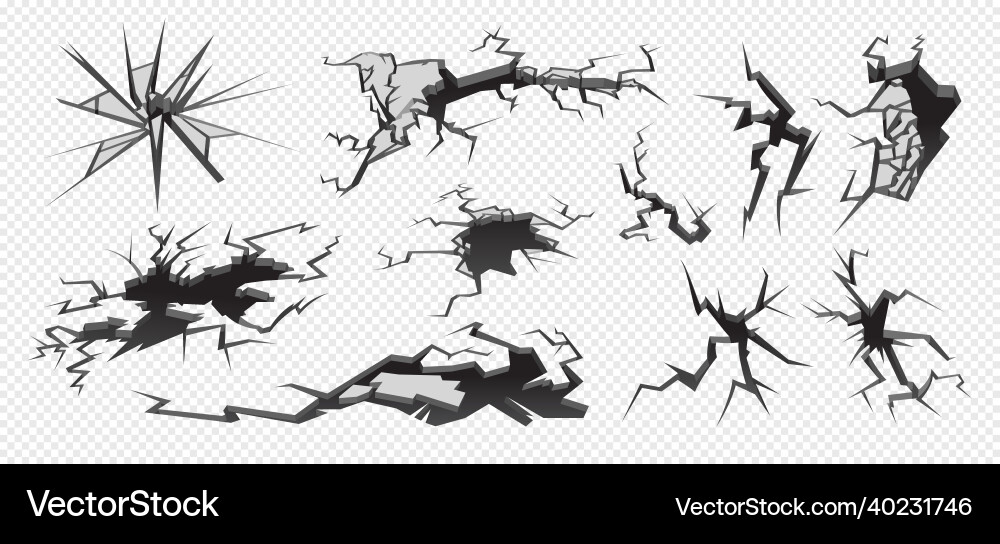 Cracked holes set Royalty Free Vector Image - VectorStock