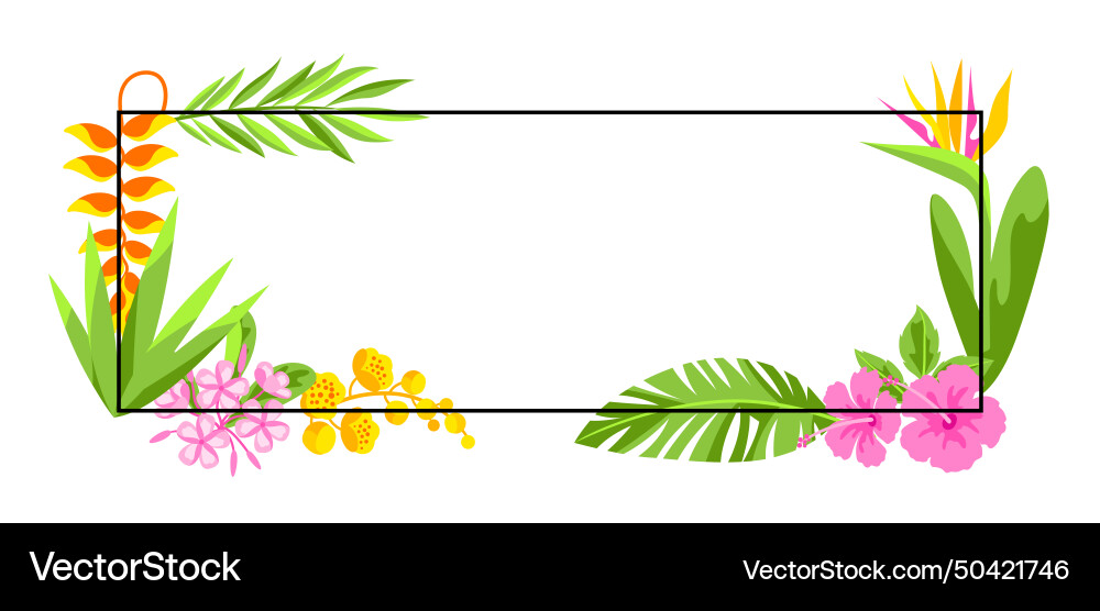 Frame with tropical flowers decorative exotic Vector Image