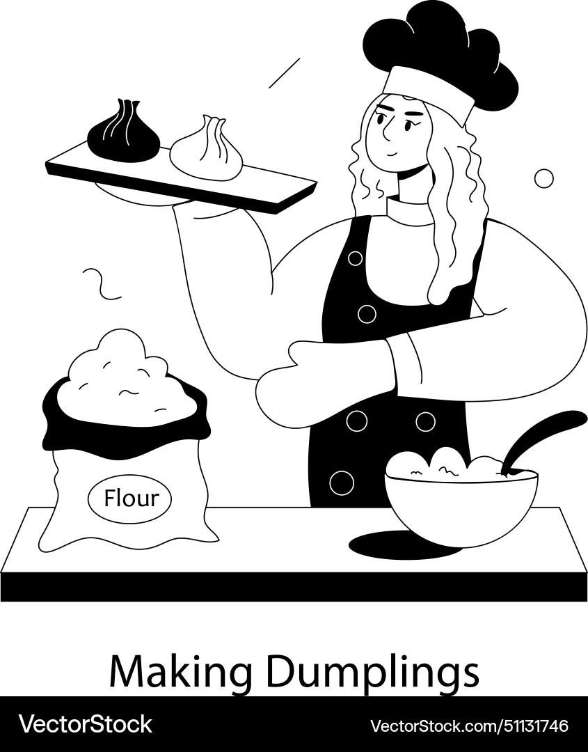 Making dumplings Royalty Free Vector Image - VectorStock