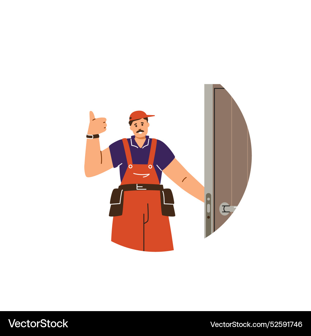 Professional locksmith worker fixed and unlocks Vector Image