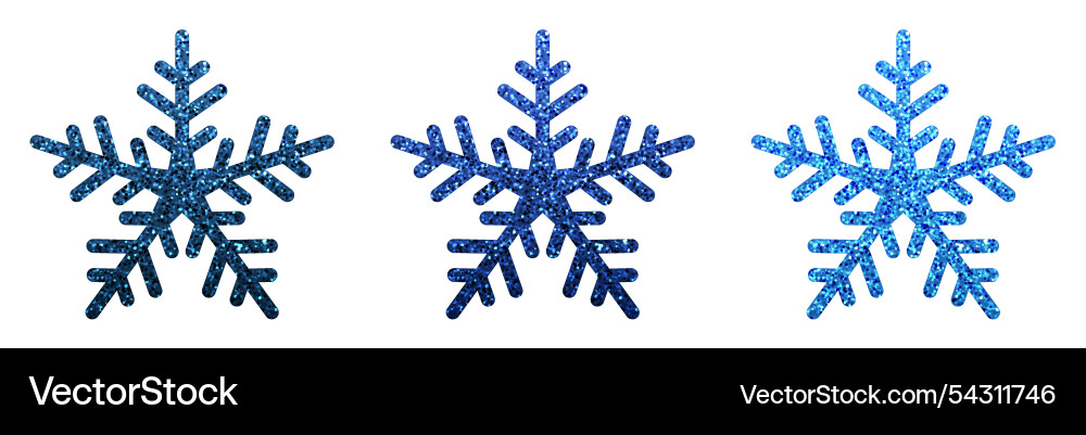 Shimmering blue snowflakes with glitter effect Vector Image