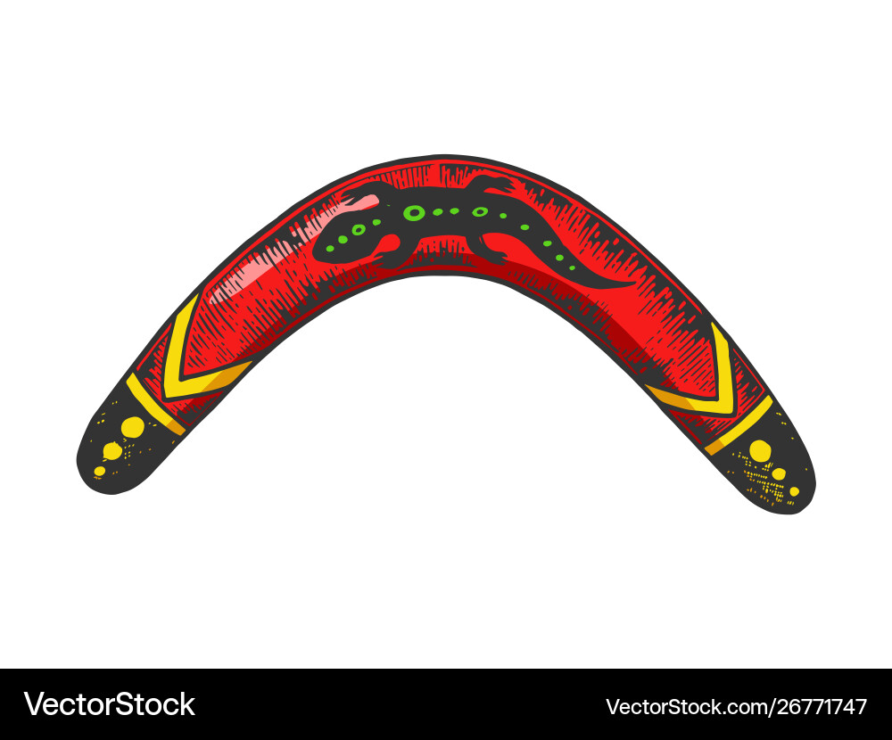 Boomerang color sketch engraving Royalty Free Vector Image