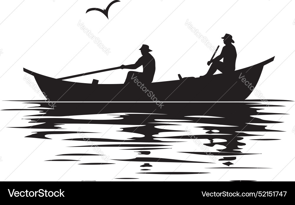 Calm cove small boat logo design river ranger Vector Image