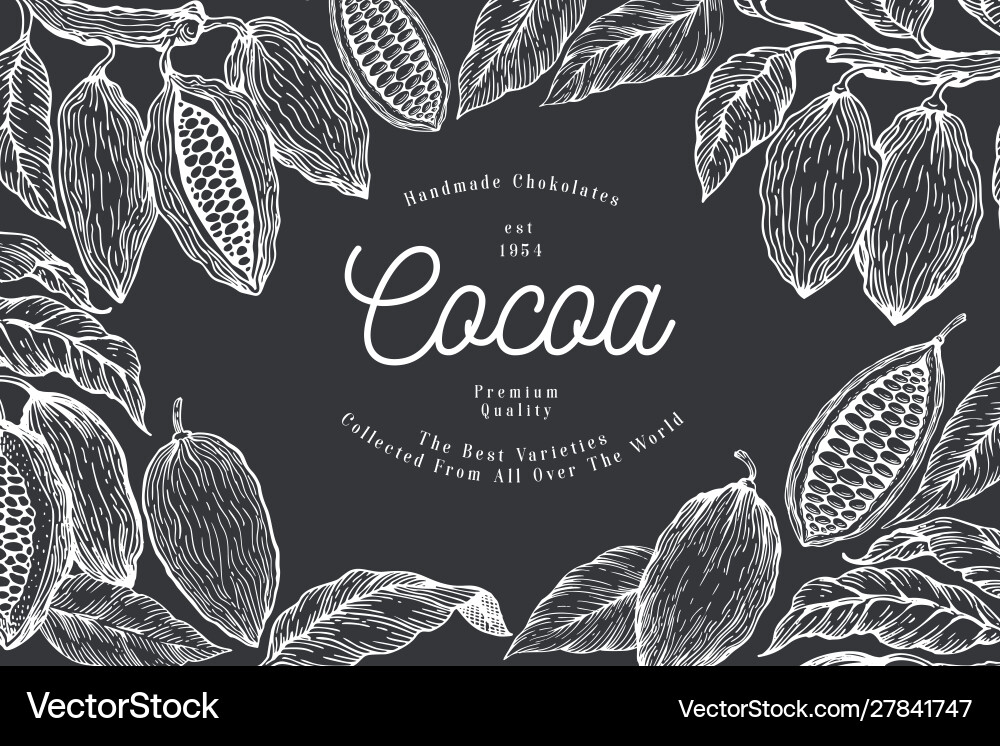 Cocoa design template chocolate beans Royalty Free Vector