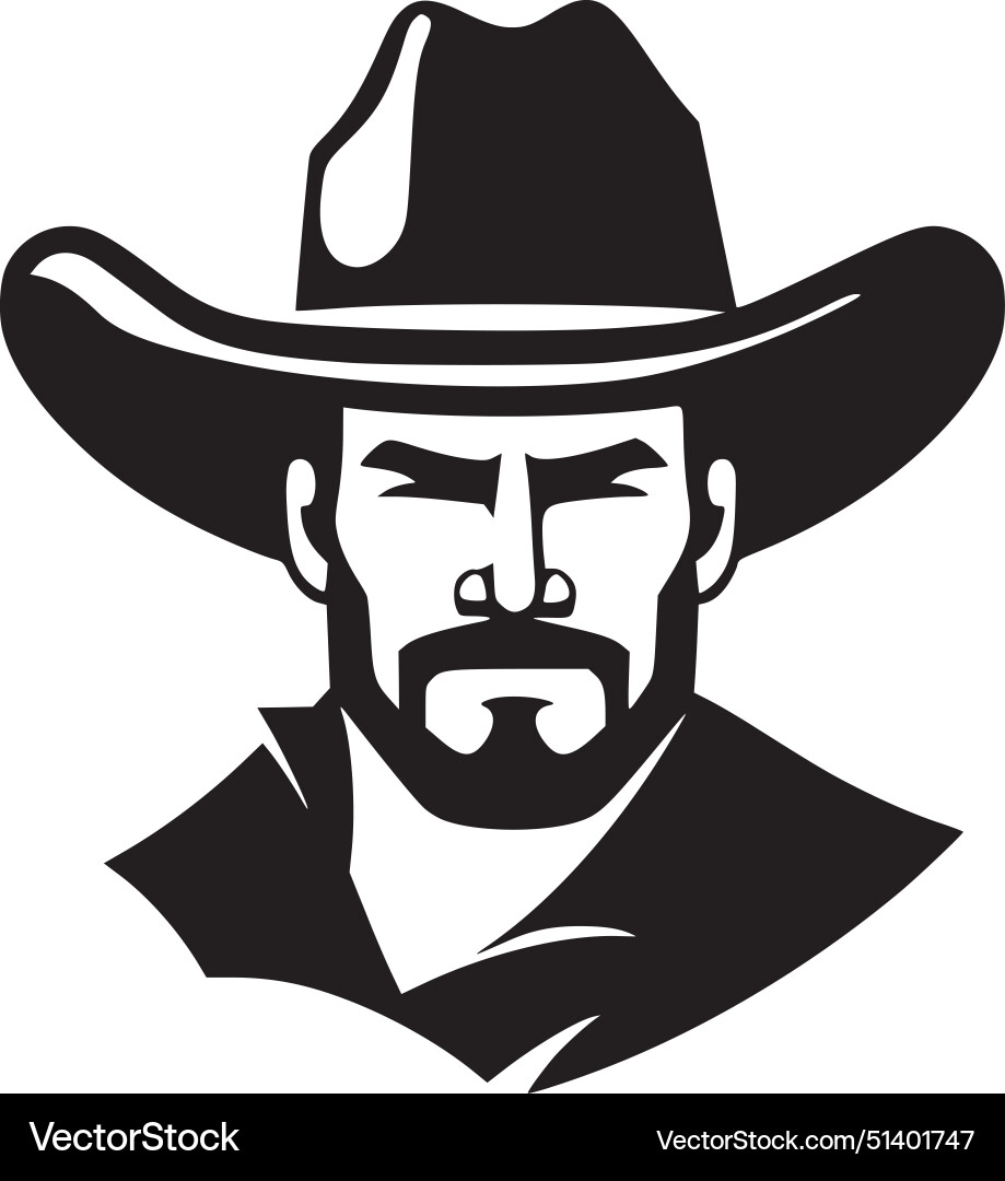 Cowboy - black and white Royalty Free Vector Image