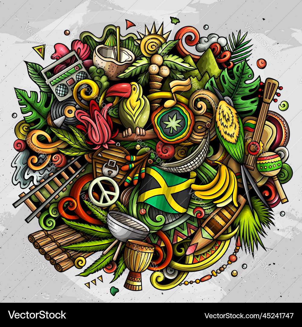Jamaican Reggae Doodle Royalty Free Vector Image