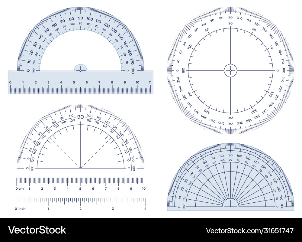 Protractor angles measuring tool round 360 Vector Image