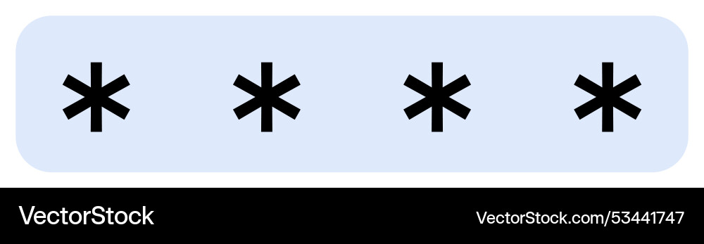 Sequence of four asterisks within blue rectangle Vector Image