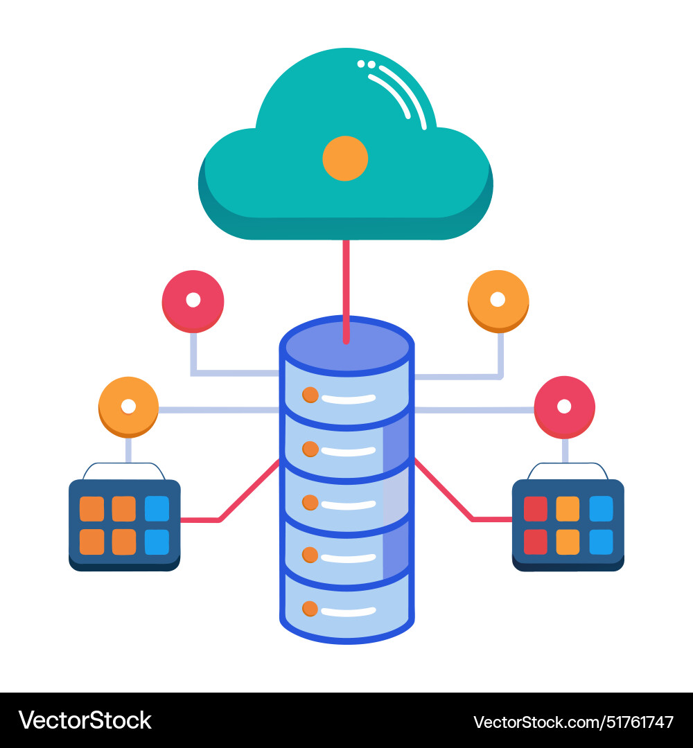 Server Cloud-Konfiguration isoliert Lizenzfreier Vektor