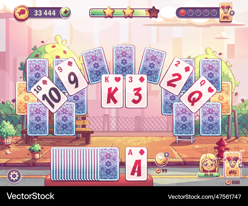 Solitaire travel - playing field match 3 game Vector Image