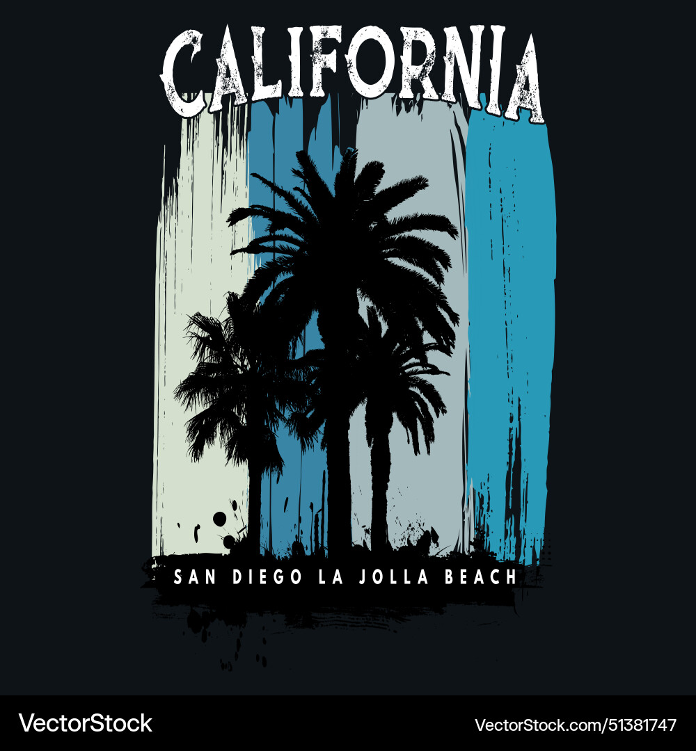 Summer long beach in california sunset Royalty Free Vector
