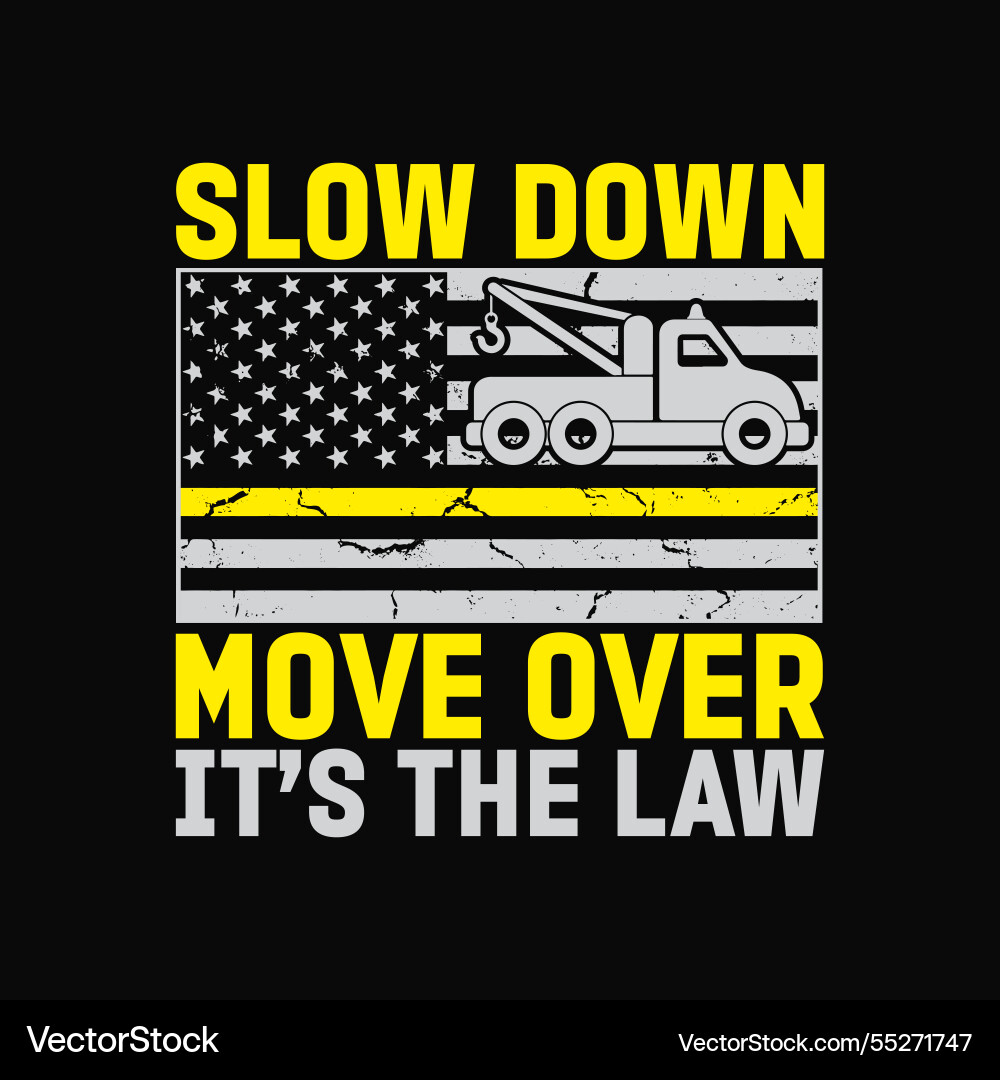 Us flag thin yellow line tow truck driver Vector Image