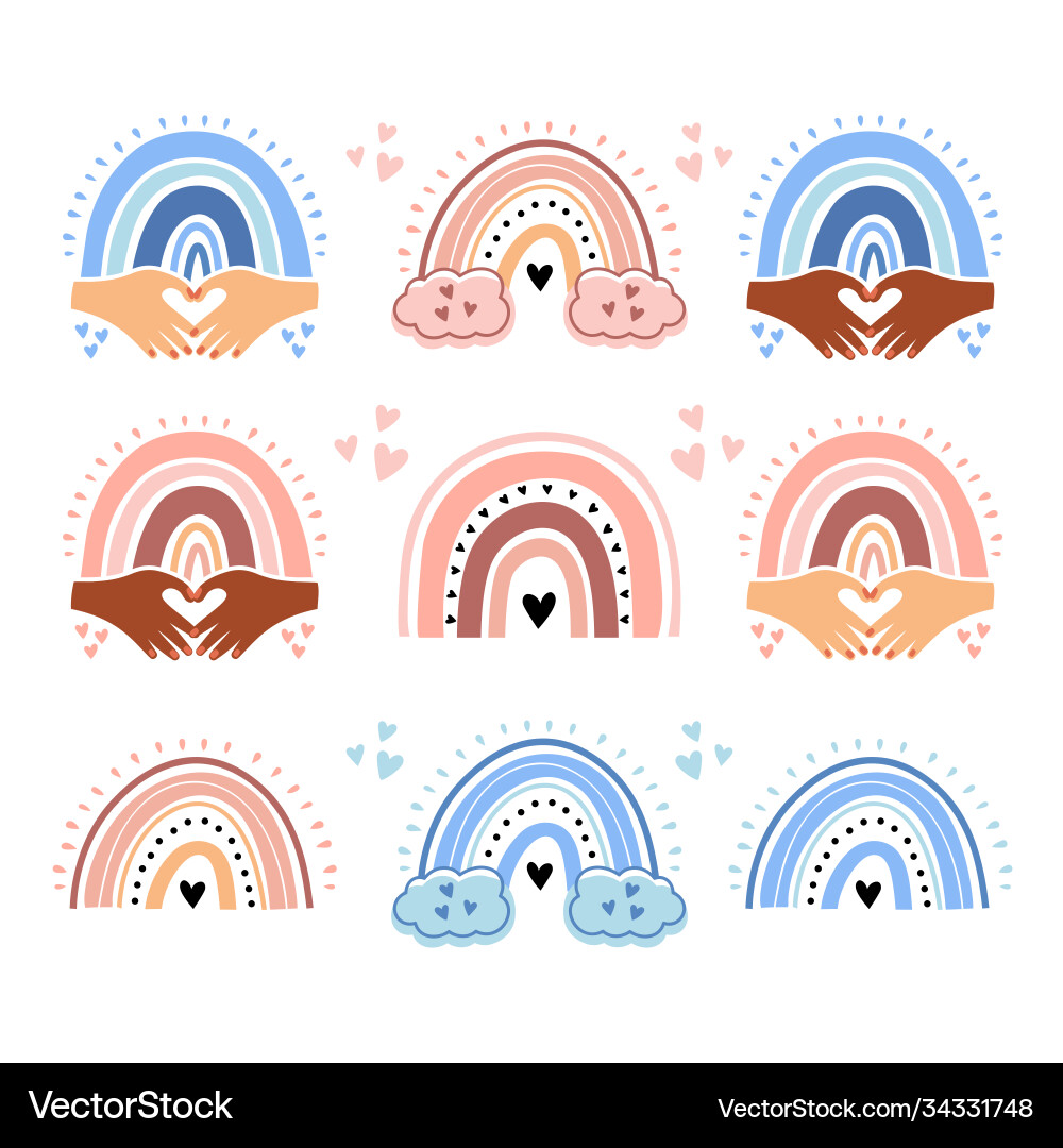 Baby rainbow set cute rainbows for boys Royalty Free Vector
