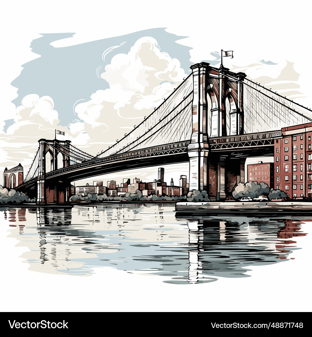 Brooklyn Bridge Comic Art Royalty Free Vector Image