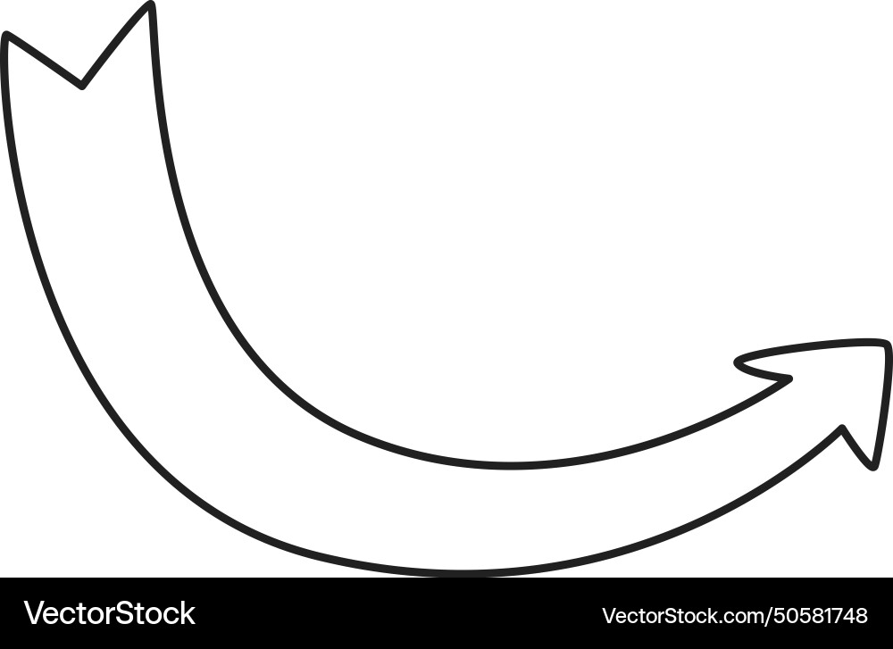 Curved arrow outline Royalty Free Vector Image