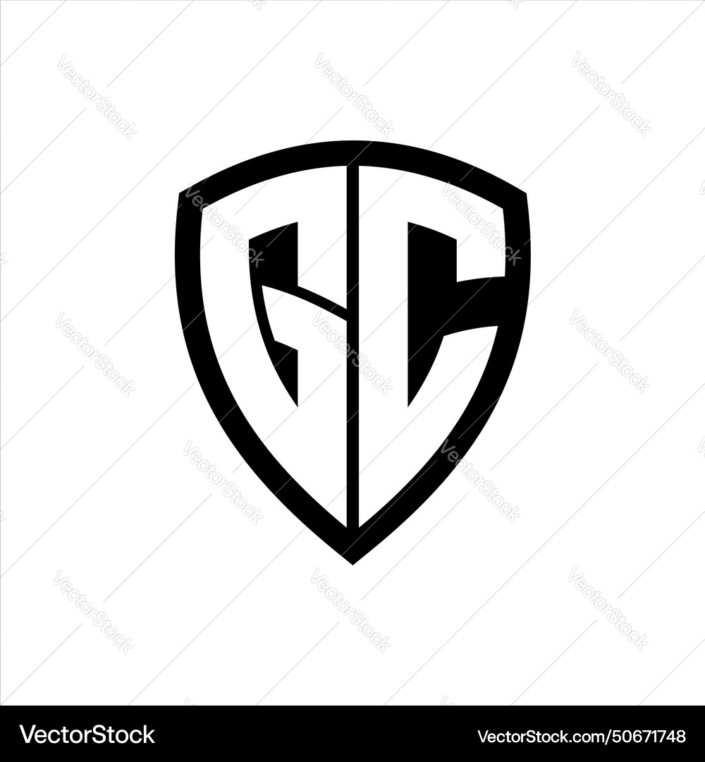 Gc monogram logo with bold letters shield shape Vector Image
