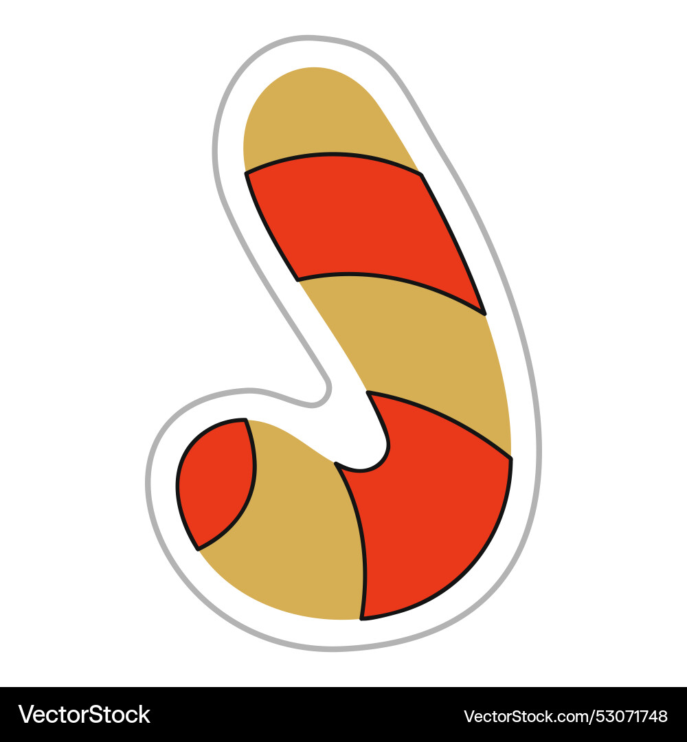 Halloween candy cane sticker color flat Royalty Free Vector